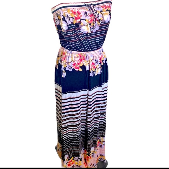 American Rag | Dresses | Itemamerican Ragblackstriped Floralmaxidress ...